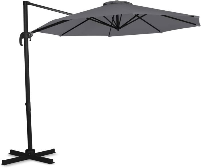 Gris Parasol déporté Rond 3 mètres de diamètre – Anthracite/Noir - 360 ...