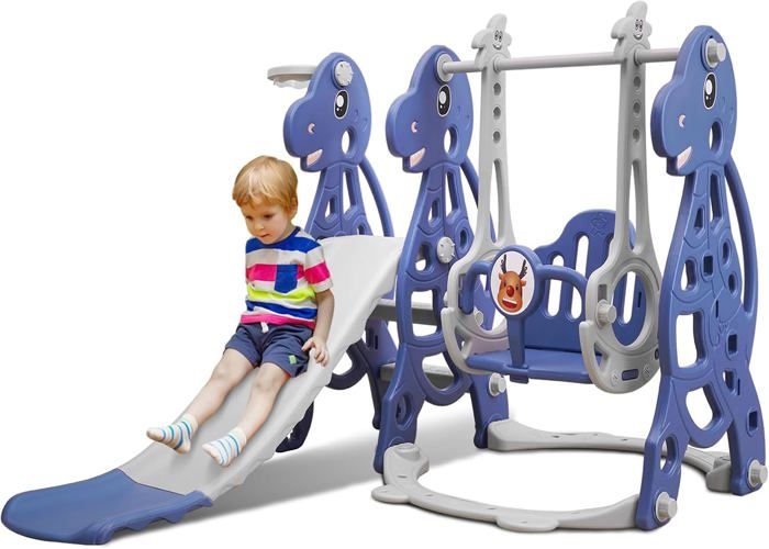 Sinbide Toboggan 4 en 1 avec Balançoir Échelle d'escalade et Panier de ...