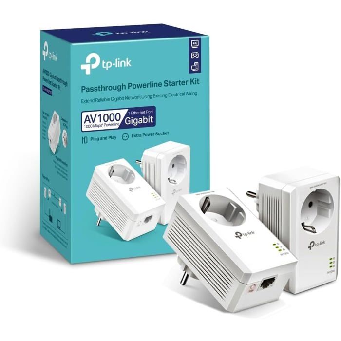 TP-Link Powerline 1000Mbps with 1 Gigabit Port and Integrated Type F ...