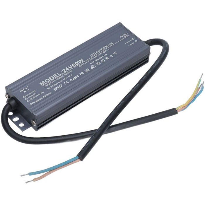 Transformateur d'alimentation LED IP67 étanche à tension constante 60 W ...
