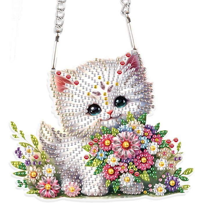 TRAHOO-DIY Diamond Painting Pendentif Chat 15 x 15 cm 5D Diamond ...