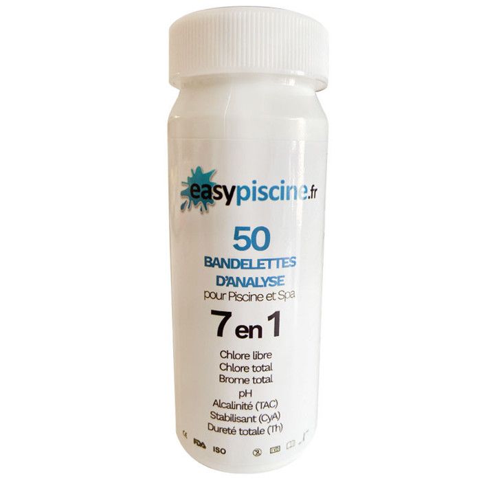 50 bandelettes d'analyse easyPiscine 7 en 1 pour piscine et spa ...