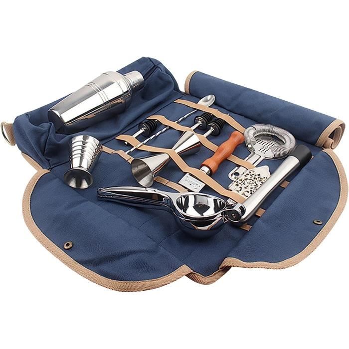 Cocktail Malette Barman Canvas Set Sac De Bar Portable avec Bandoulière ...