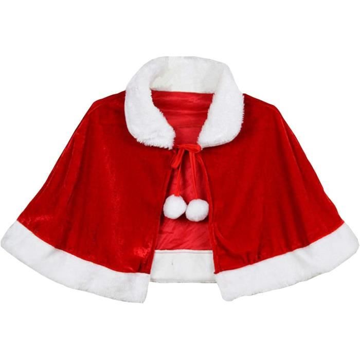 Déguisement De Mère Noël Mini Cape Rouge En Velours Châle Santa Claus