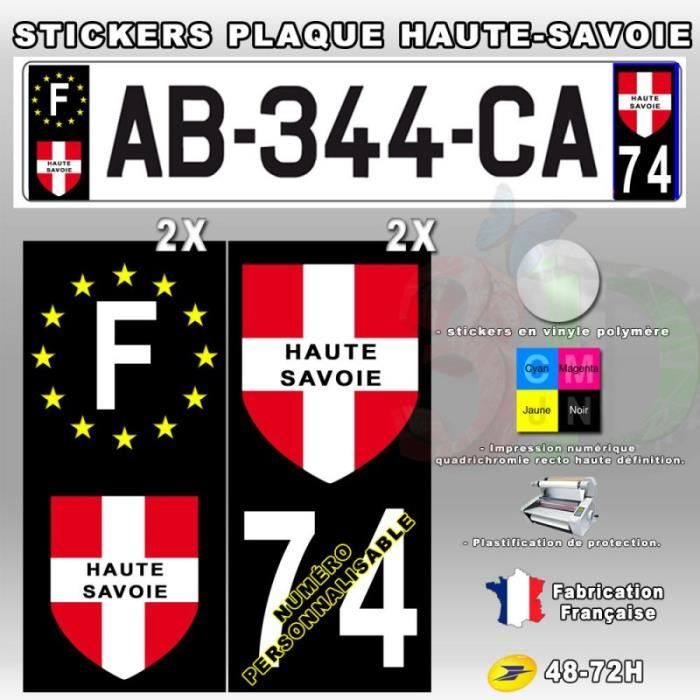 Stickers Plaque d'immatriculation 'Haute Savoie' Auto-moto Fond Noir (100X45 mm) - Cdiscount Maison