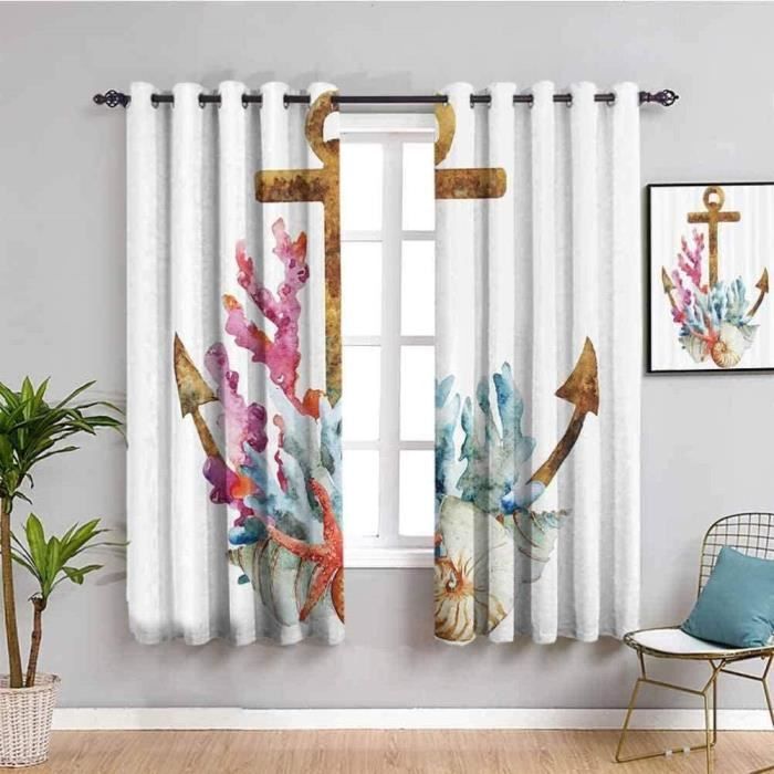 Rideau Occultant Salon Rideaux À Oeillets Chambre 3D Couleur Corail ...