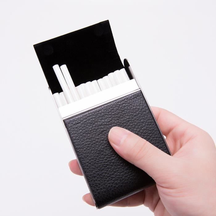 Fdit Étui à cigarettes en cuir Tenir 20 Cigarettes Fumoir en acier ...