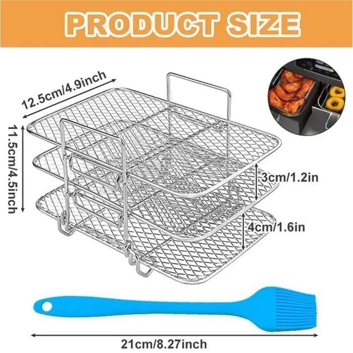 FOLAYA Grille De Friteuse À Air En Acier Inoxydable Grille De Déshydratation Multicouche Support ...