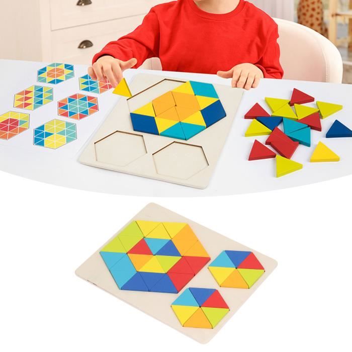 Zerodis blocs de motifs de formes Puzzles Hexagonaux en Bois de 36 ...