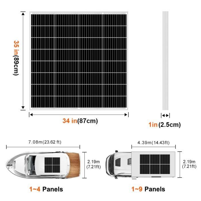 DOKIO Panneau solaire 150W 12V Mono Idéal pour toutes applications ...