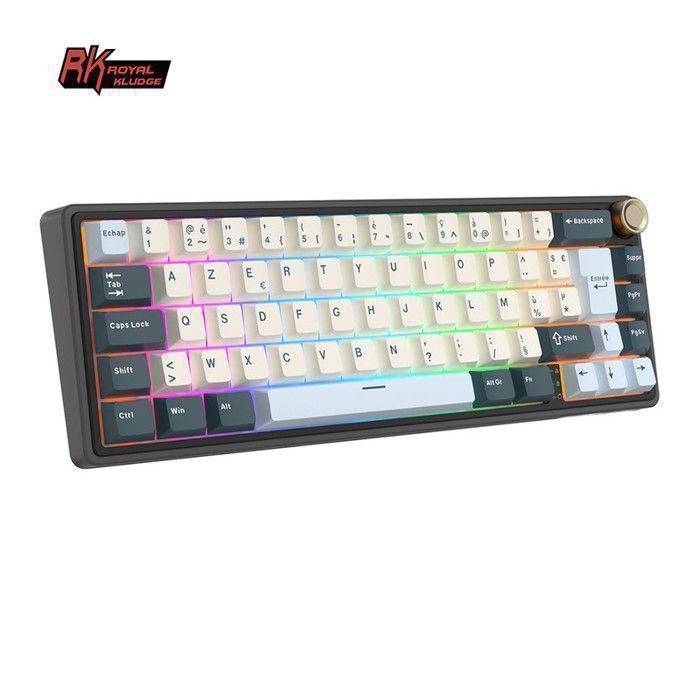 RK ROYAL KLUDGE R65 Clavier Gamer AZERTY 60% Gasket Mounted, Mécanique ...