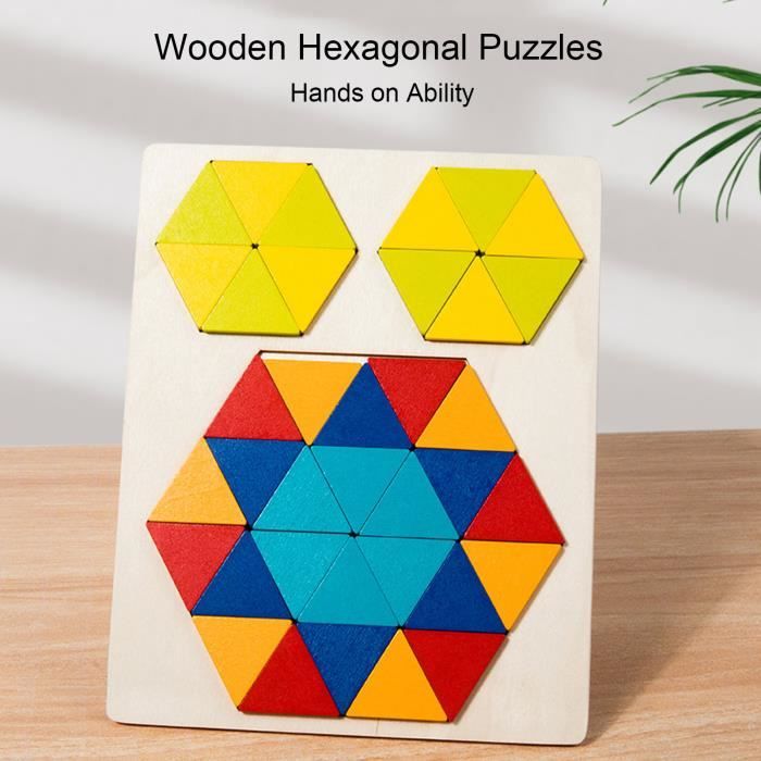 Zerodis blocs de motifs de formes Puzzles Hexagonaux en Bois de 36 ...