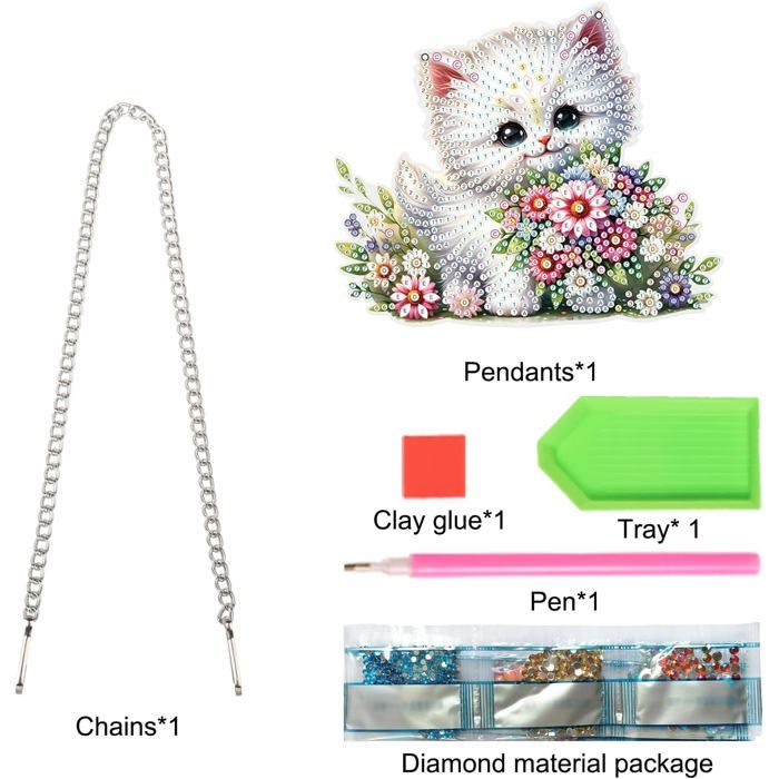 TRAHOO-DIY Diamond Painting Pendentif Chat 15 x 15 cm 5D Diamond ...
