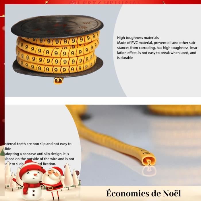 Fil d'identification de câble - YOSOO - PVC - Résistant à l'huile - 10 ...