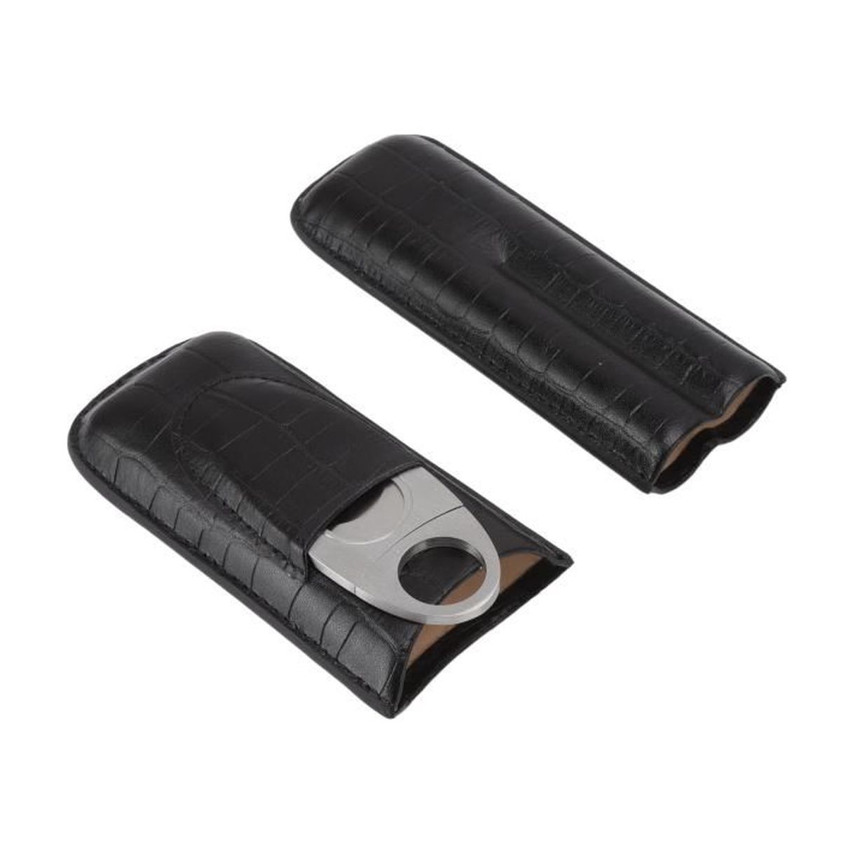 Étui à cigares en cuir portable avec 2 doigts porte-cigare Noir ...