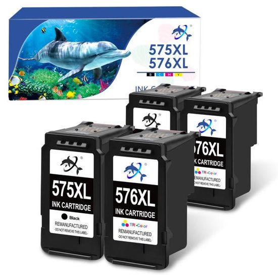 FINEST-4U PG-575XL CL-576XL Multipack 4 Cartouche Compatible pour Canon 575 XL 576 XL pour Canon ...