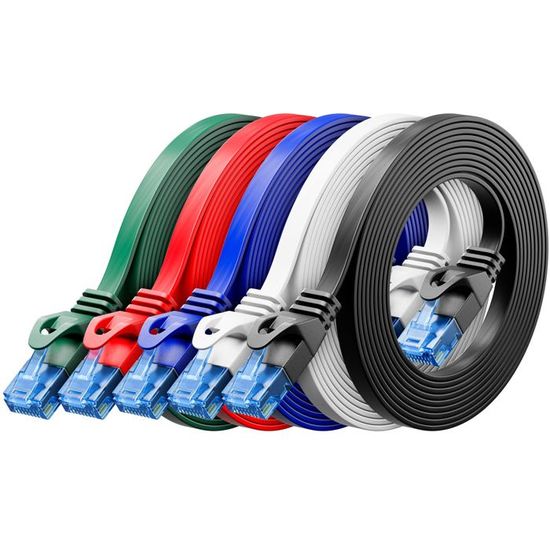 5 x 0.25 m CAT6 Flat Network Cable 1000 Mbit Gigabit LAN – Cat 6 RJ45 ...