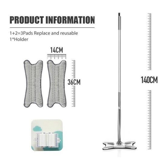 Serpillère,Balai serpillère à plat avec tampon microfibre et essorage ...