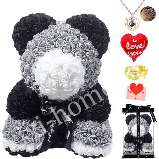 Ours En Rose,Fleur Ours,25 Cm Nounours En Rose Cadeau Rose Eternelle Saint Valentin Ours À ...
