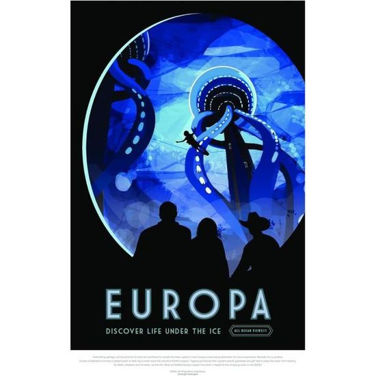 Nasa Poster Space Exploration Travel Advert Europa Art Print Affiche ...