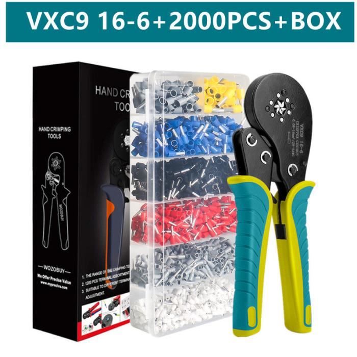 Kit Vert 16-6 2000-Kit d'outils de sertissage de virole, kit de pince à sertir de virole de fil ...