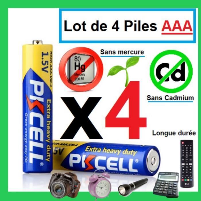 Lot de 4 piles AAA Longue Durée pour télécommande réveil appareil photo ...