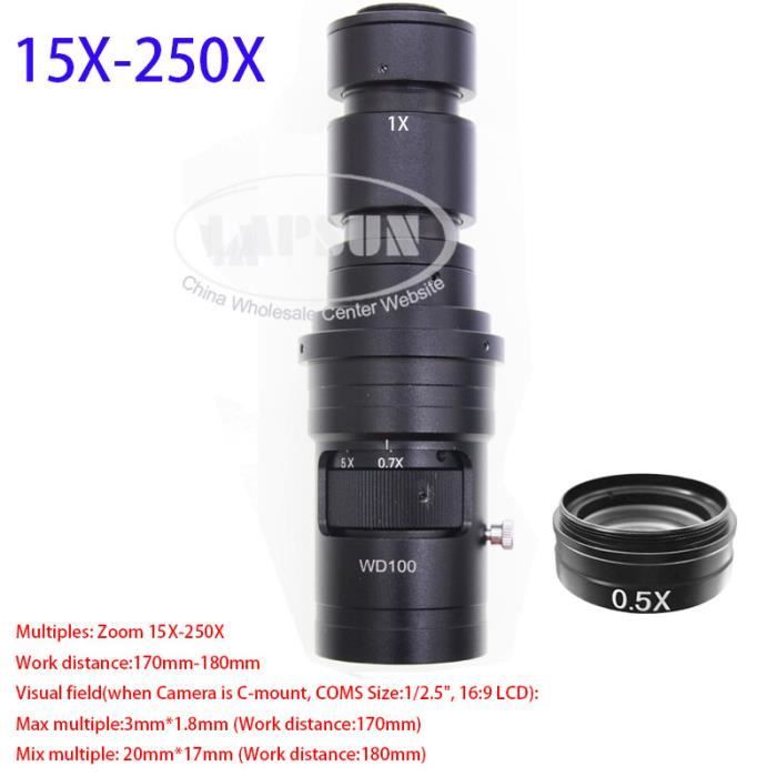Caméra de microscope,Objectif n'aime à monture C variable continue ...
