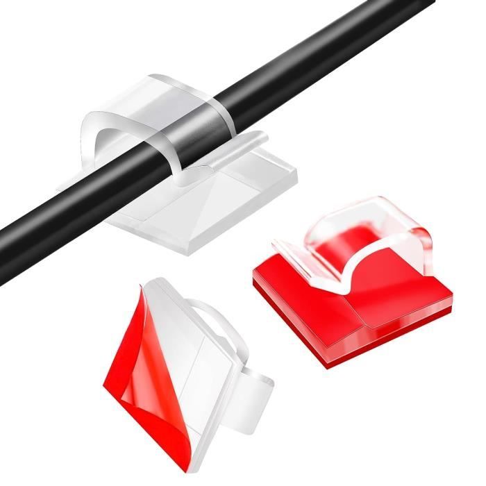 Clips de Câble - Non spécifié - 100Pcs - Transparent - Auto-Adhésif ...