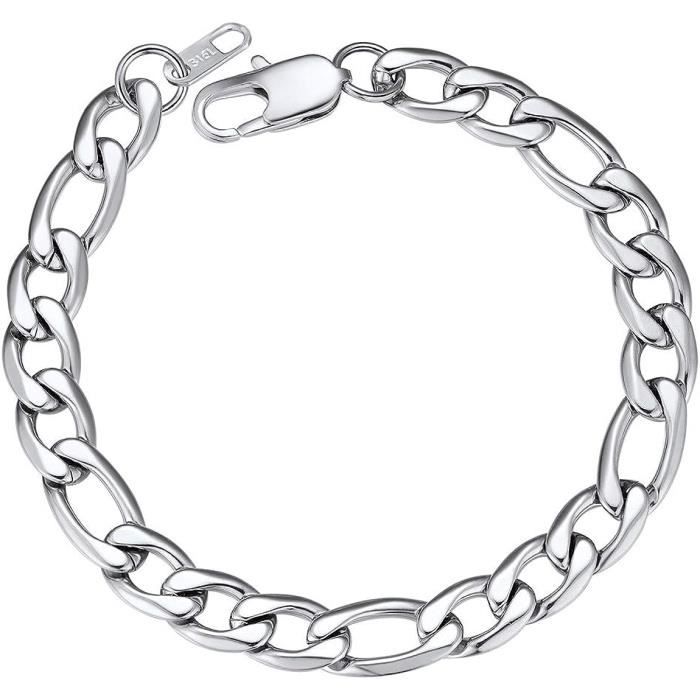 Bracelet Homme Figaro,Gourmette Grosse Maille Figaro 3+1 En Acier ...