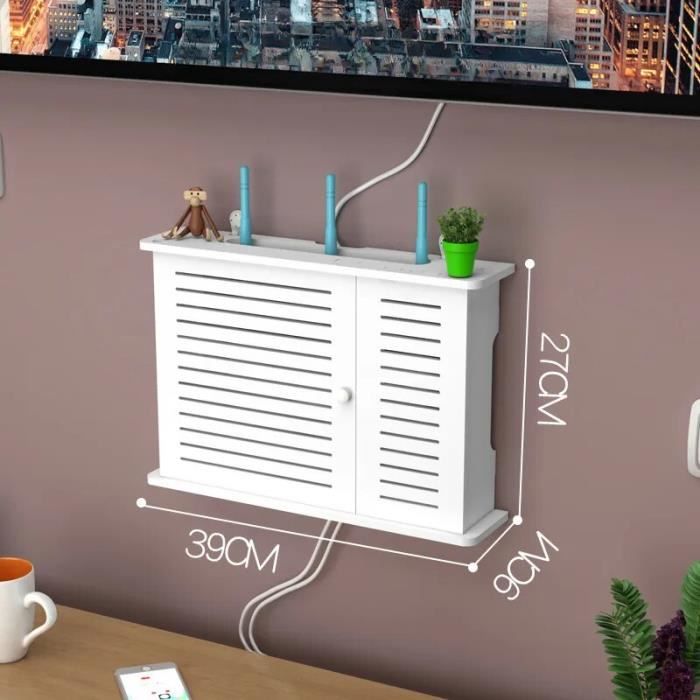 Étagère murale à double couche sans poinçon,boîtier décodeur TV,boîte ...