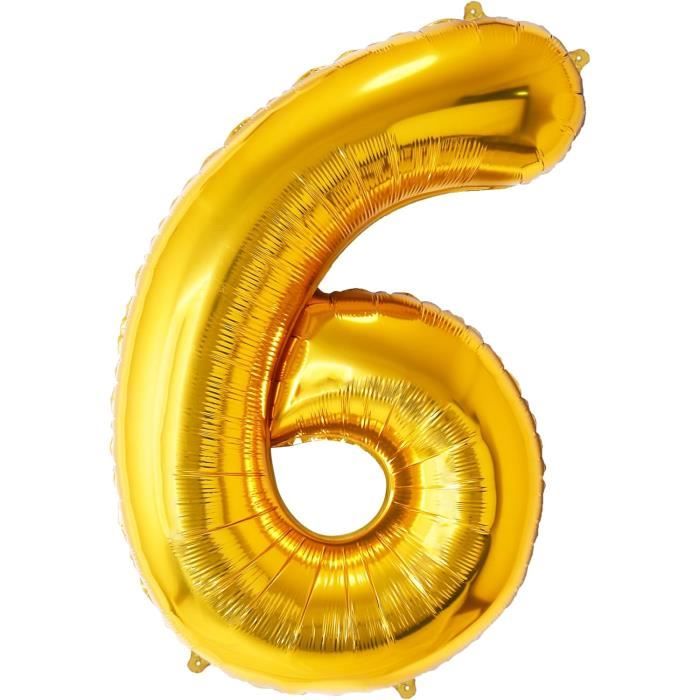 Ballons Anniversaire 6 Ans Couleur Or De 100Cm \U2013 Décoration Ballon ...
