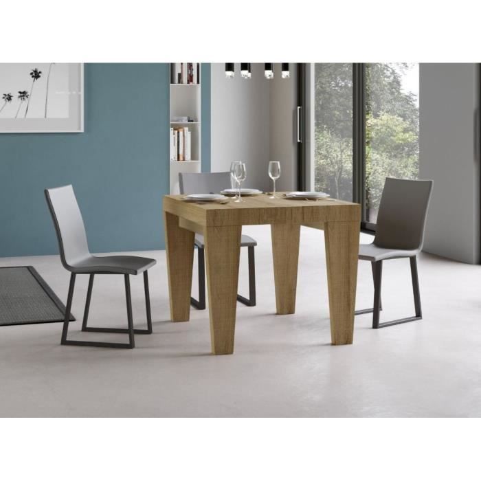 Table carrée extensible 4 à 10 personnes chêne naturel Kristo L 90 à ...
