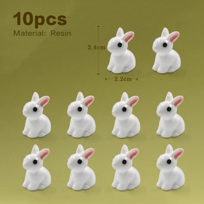 Objets décoratifs,Figurine de lapin blanc de pâques,modèle Animal,Micro ...
