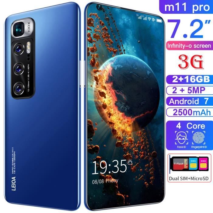 Smartphone M11 Pro 2 Go + 16 Go 4-Core Face Unlock 7,2 pouces téléphone ...