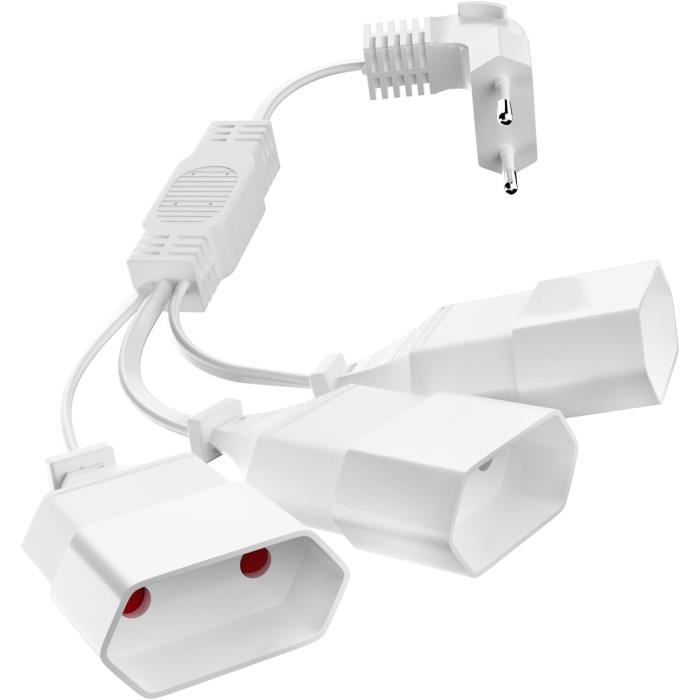 Rallonge Électrique 3 En 1 Avec Fiche Plate 0,28 M - Double Prise Pour ...