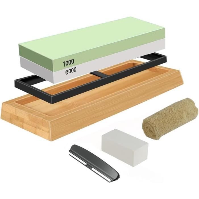 Kit De Pierre À Aiguiser Pour Couteau, Pierre À Aiguiser - Grain 1000-6000 - 2 En 1 - Avec ...