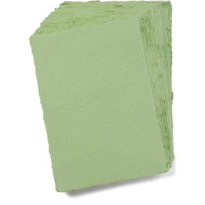 Papier A5 Vert Mixte Fait À La Main Avec Bord Frangé 8,25" X 5,25 ...