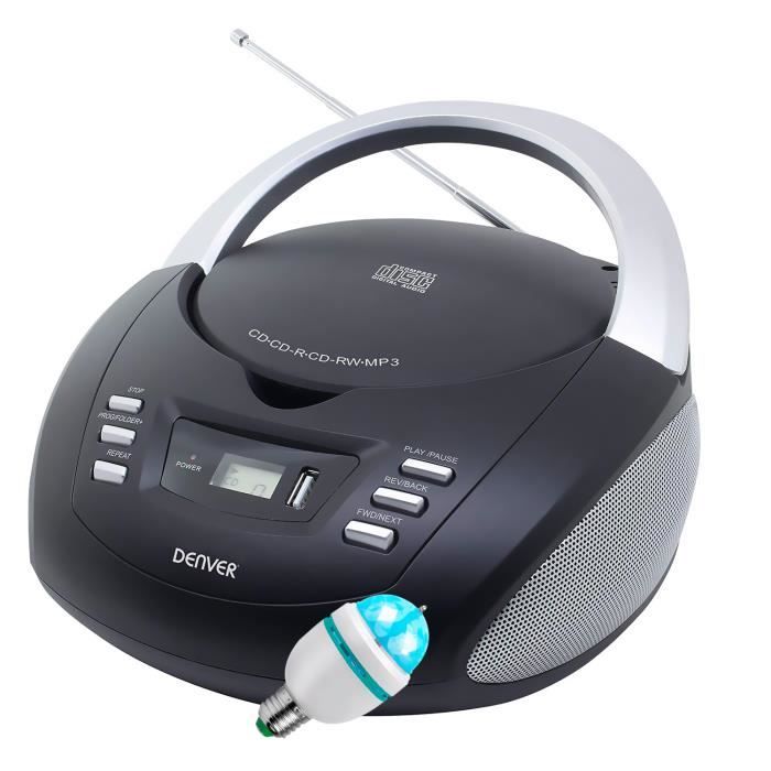 Lecteur de CD Portable Denver TCU-211, Boombox Radio FM 2x1W. Entrée ...