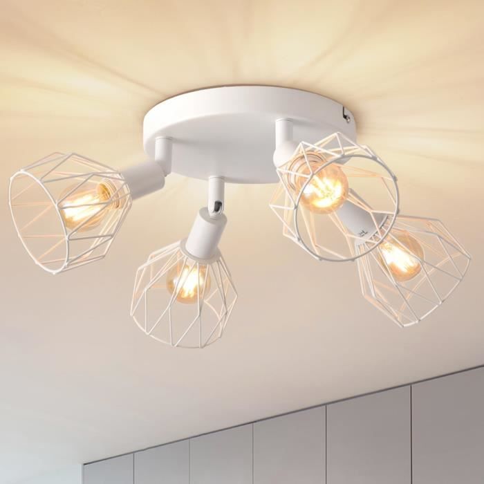 Plafonnier Spots, 4 Spots De Plafond Led Intérieurs Base E14, Spots De ...