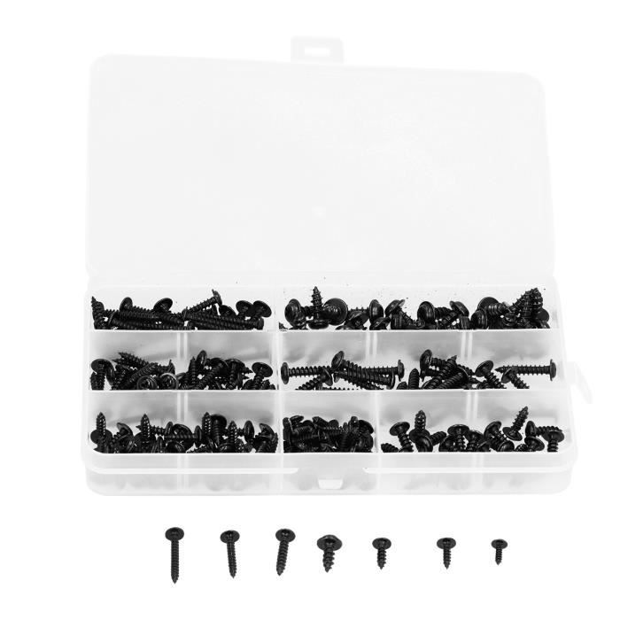 GOTOTOP vis pour meubles Assortiment de vis croisées 210 pièces vis autotaraudeuses noires pour ...