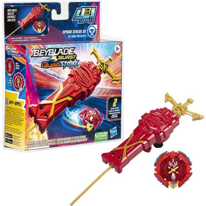 Toupie Beyblade Burst QuadStrike avec lanceur Xcalius - BEYBLADE - Pack Lanceur puissance et ...
