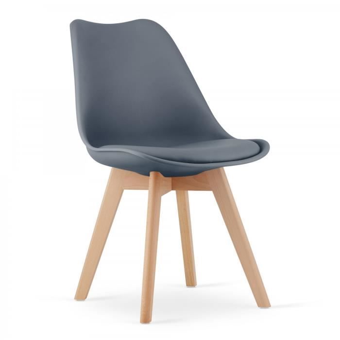 Chaise moderne salon/salle à manger - HUCOCO - MARDI - Gris - Lot de 4 ...