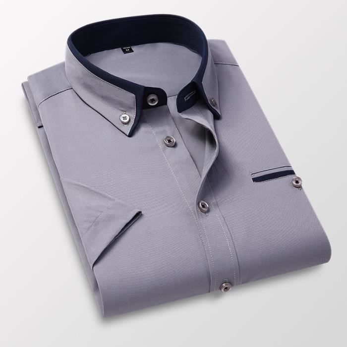 Chemise décontractée à manches courtes et col rabattu pour homme - Gray ...
