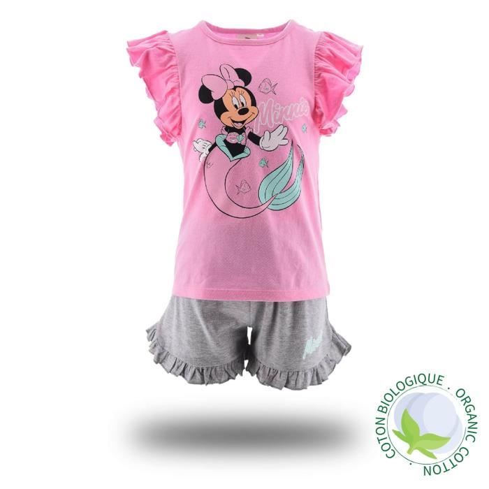 Pyjama Court Fille Minnie Disney en Coton Biologique - Rose - Enfant ...