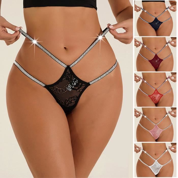 String Femme - Couleurs Multiples - Taille Basse - Élastique - Confortable - Tanga Dentelle ...