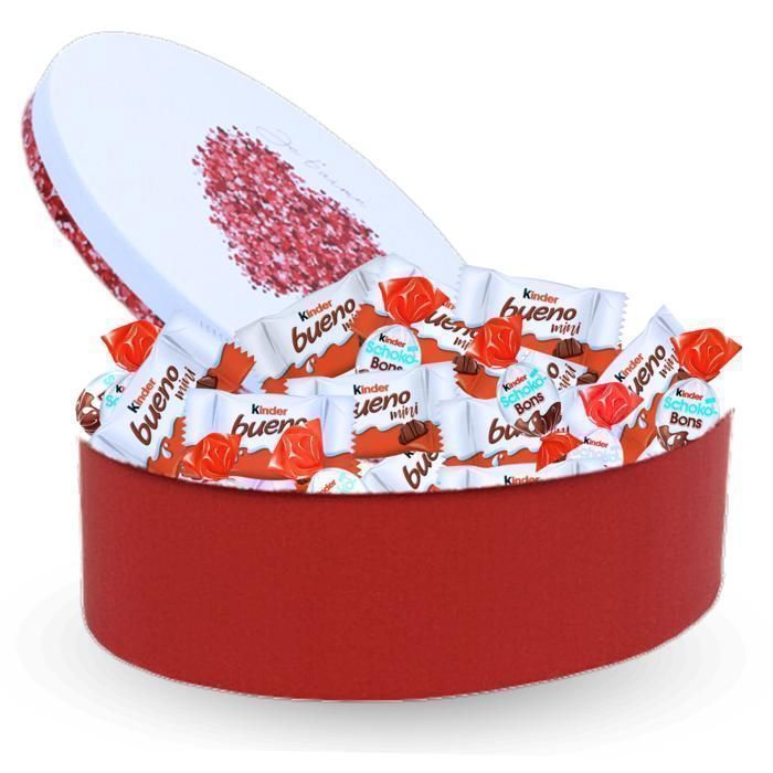 Assortiment de 60 chocolats KINDER dans une boîte ovale 'Je t'aime ...