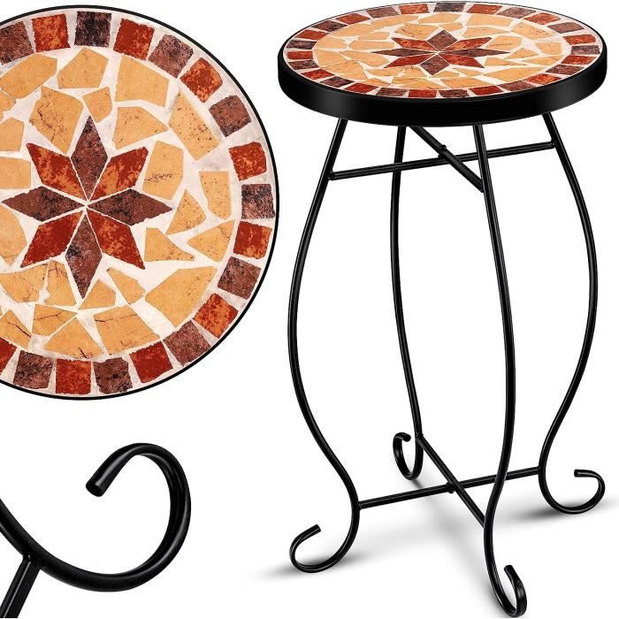 Ser Table en mosaïque Tables de bistrot Tabouret à Fleurs Rond 60 x 34 ...