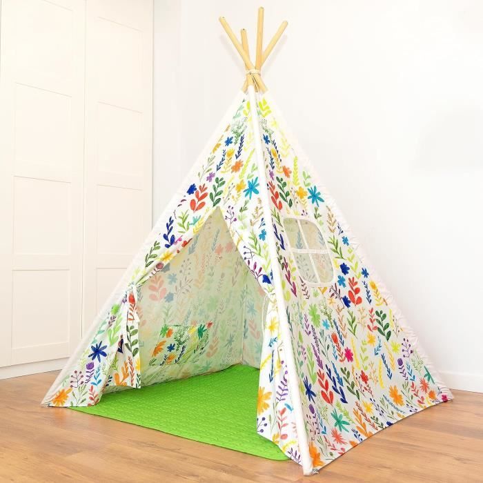NUBUNI Tipi Enfant avec Tapis Flowers | Tente Tipi Enfant | Tipi Bebe ...