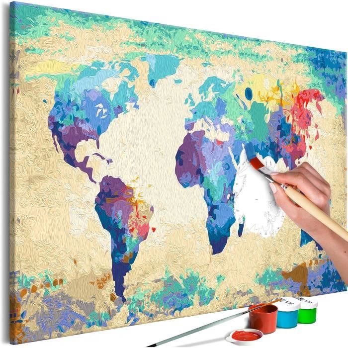 Murando Peinture par Numéro Kit Carte du monde Continent World Map ...