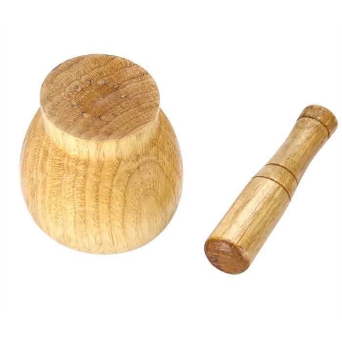 Tbest mortier bois ensemble pilon Cuisine manuelle bois ail gingembre ...